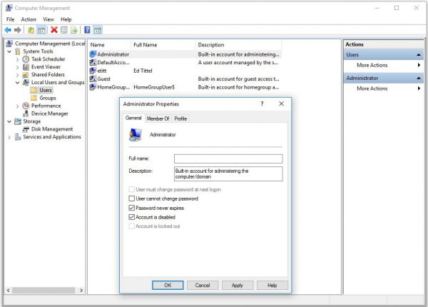 Enable Disable Win10 Administrator Account – Dautti